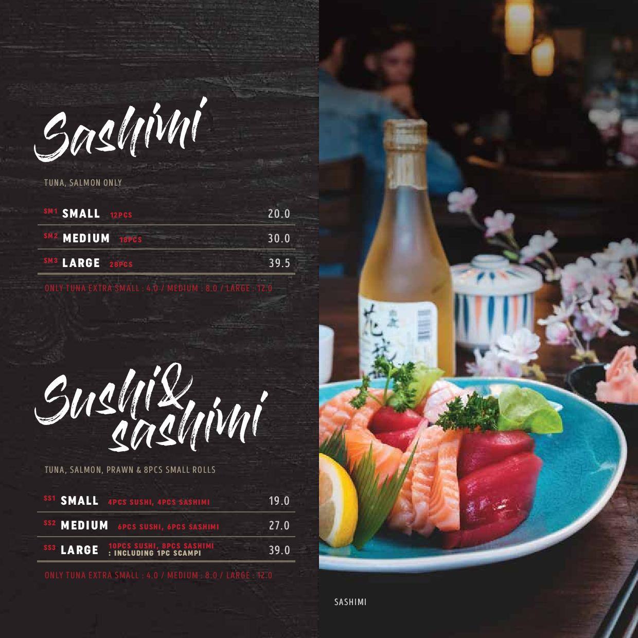 Menu at Kanji restaurant, Caringbah