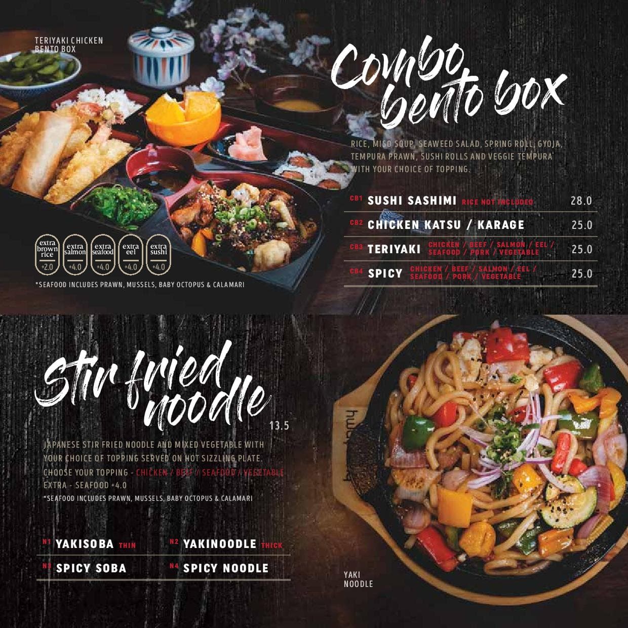 Menu at Kanji restaurant, Caringbah