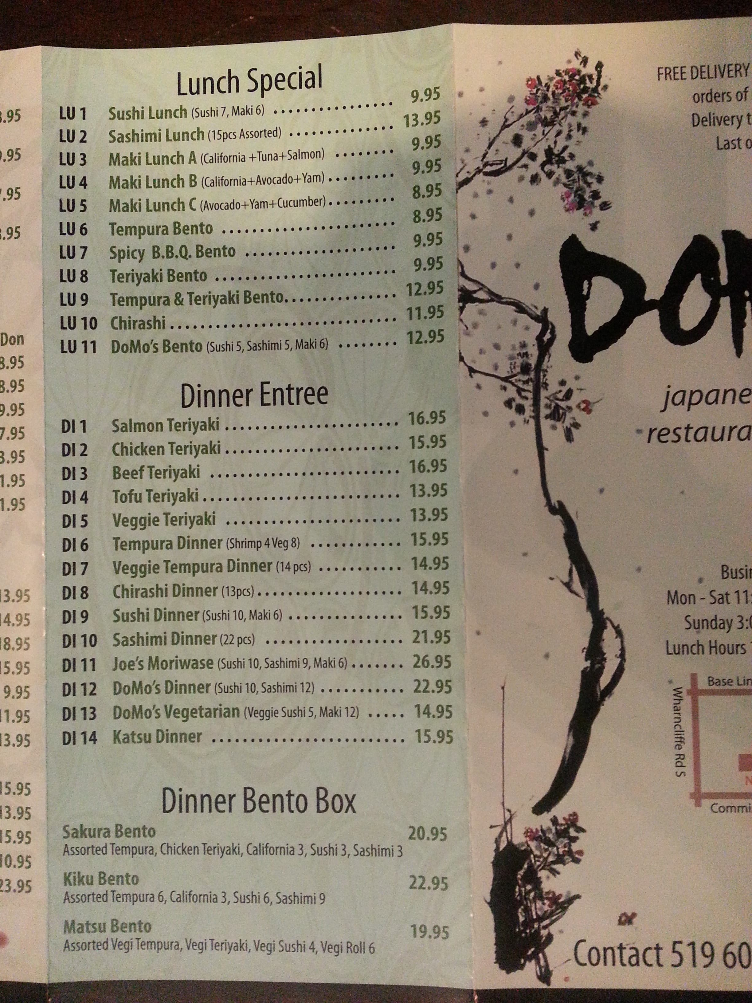 Domo Sushi Menu, Menu for Domo Sushi, London, London - Urbanspoon/Zomato