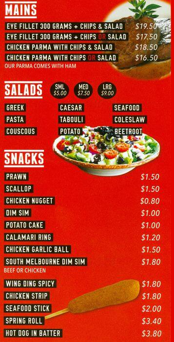 Menu at Corner House fast food, Rowville