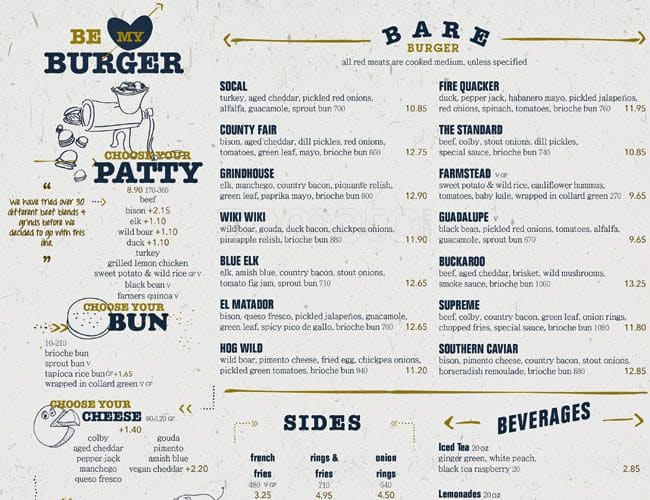 Menu at Bareburger, New York City, 366 West 46th St