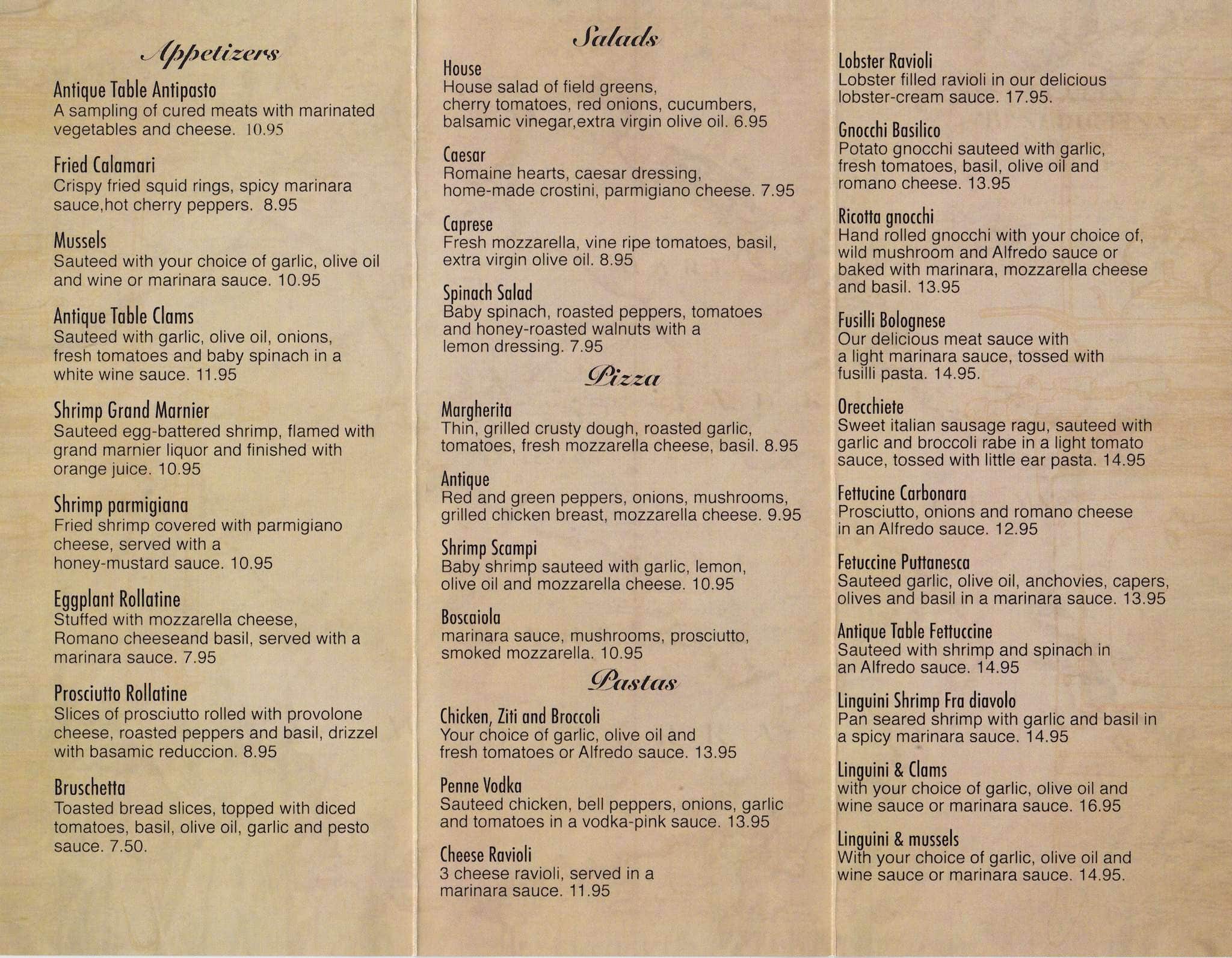 Menu at Antique Table Restaurant, Lynn, 2 Essex St Menu at Antique Table Restaurant, Lynn, 2 Essex St