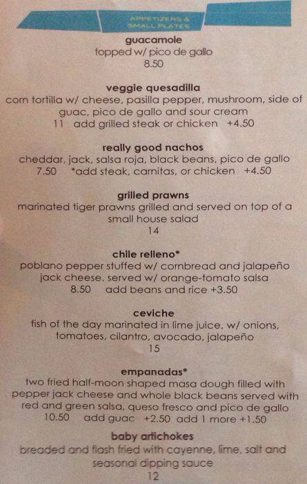 Menu at Maya Restaurant, Sonoma