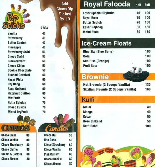 Menu at Fusion Ice Cream Cakes and Sundaes, Mumbai, Shop 5