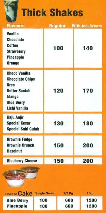 Menu at Fusion Ice Cream Cakes and Sundaes, Mumbai, Shop 5
