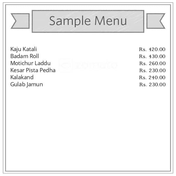 Menu of Mango Sweets, Baner, Pune