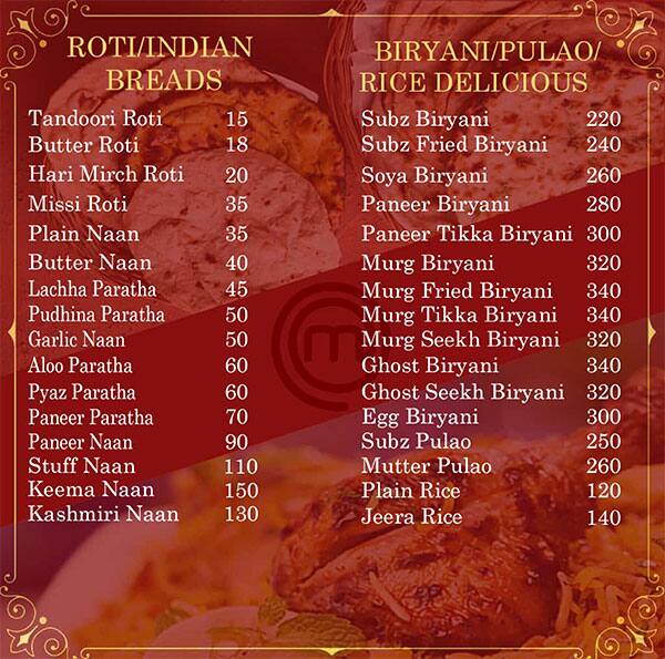 Menu at The Masterchef Kitchen, New Delhi