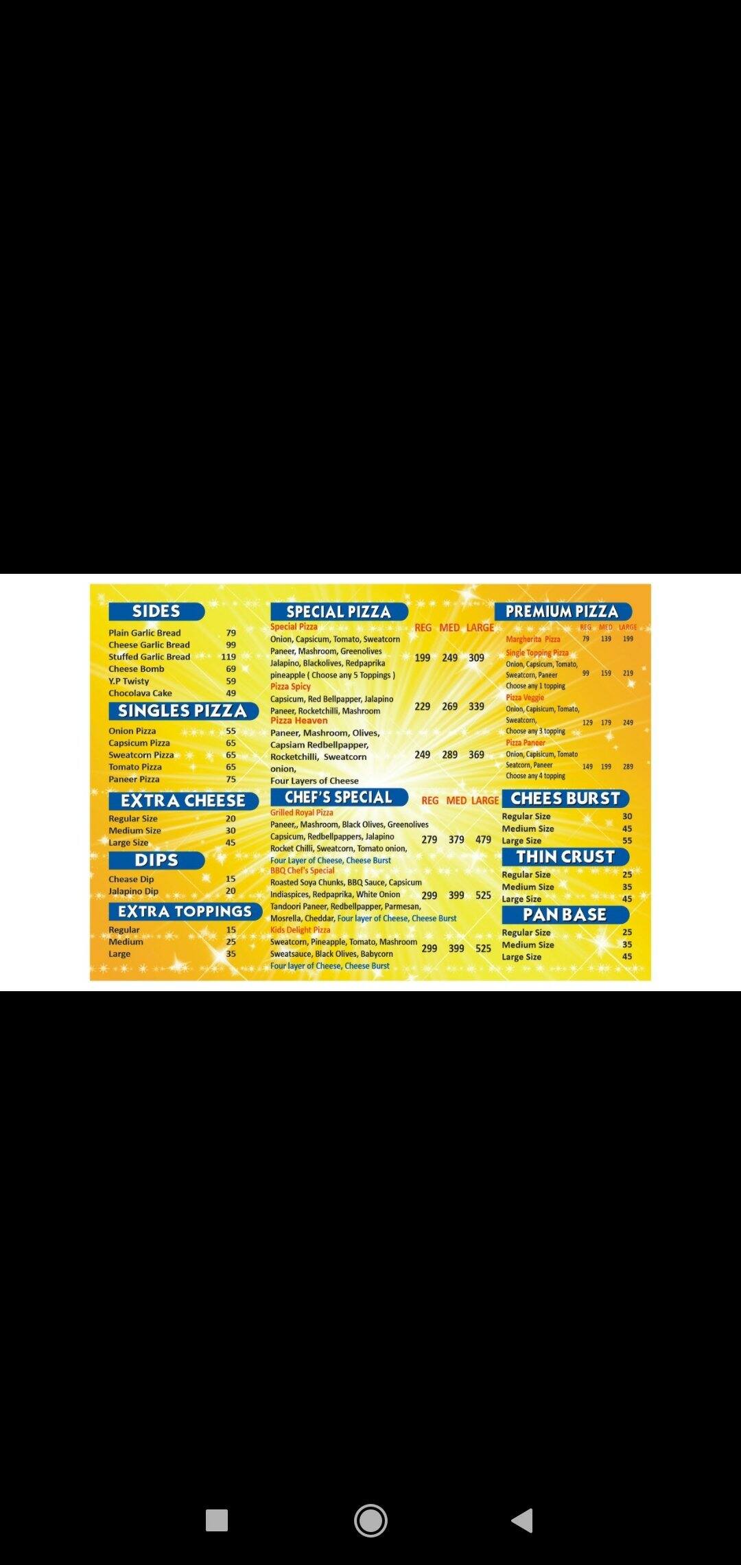 Menu of Op Pizza, Indirapuram, Ghaziabad