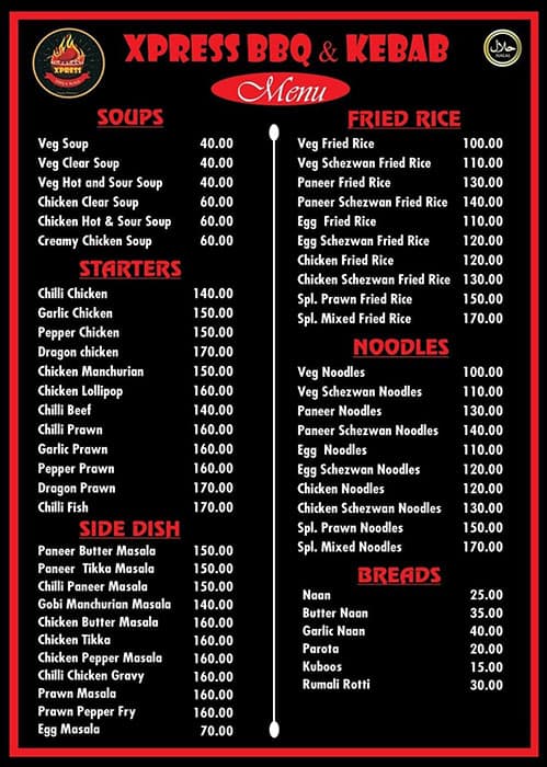 Menu of Xpress BBQ & Kebab, Perambur, Chennai