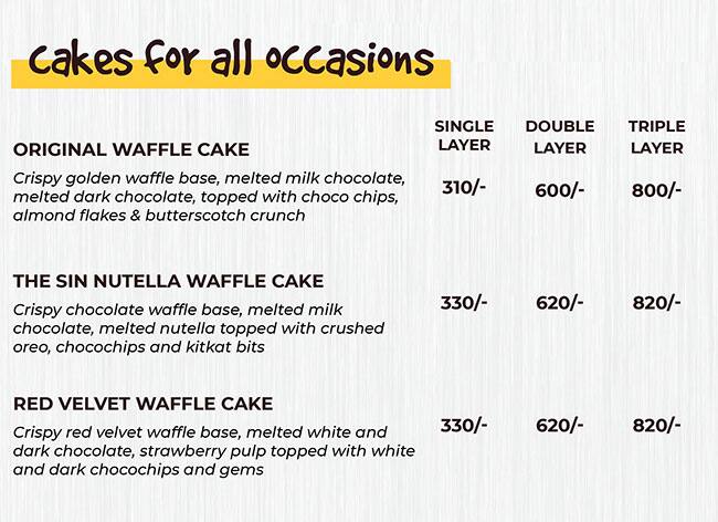 Menu of Belgian Waffle Factory, HSR, Bangalore