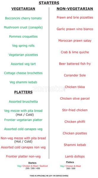 Menu at Poison Ivy, New Delhi, Lotus Tower