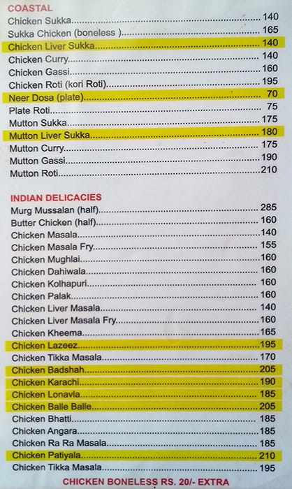 Menu at Shree Prasad Restaurant & Bar, Mumbai