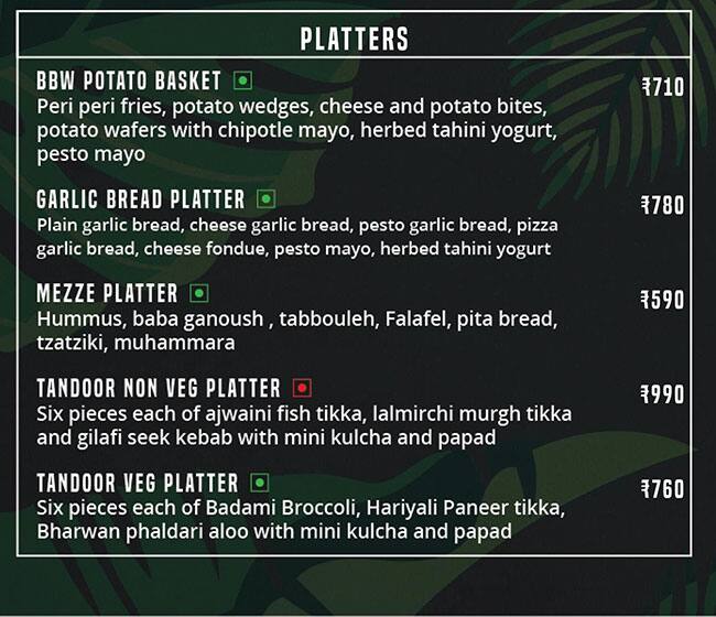 Menu at Bangalore Brew Works, Bengaluru, 99