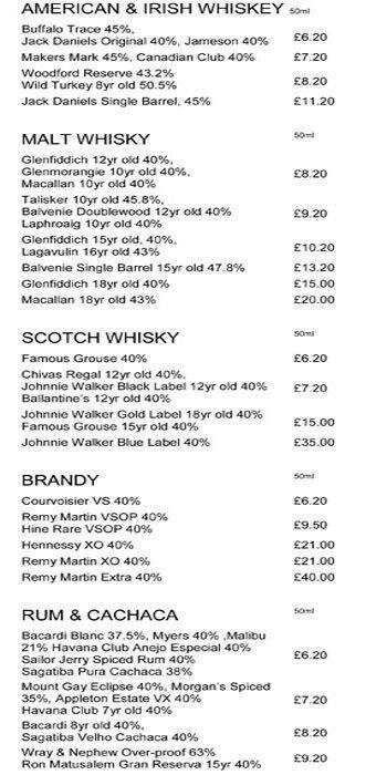 Menu at Courthouse Hotel Bar, London