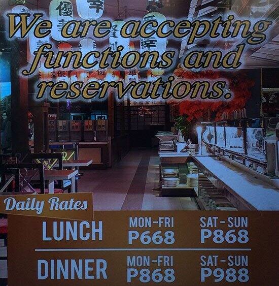 Menu at Banzai restaurant, Pasay, SM Mall Of Asia