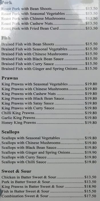 Menu at Mini Dragon Malaysia Chinese Restaurant, Wantirna South