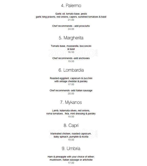 Menu at Raktacino restaurant, Salter Point