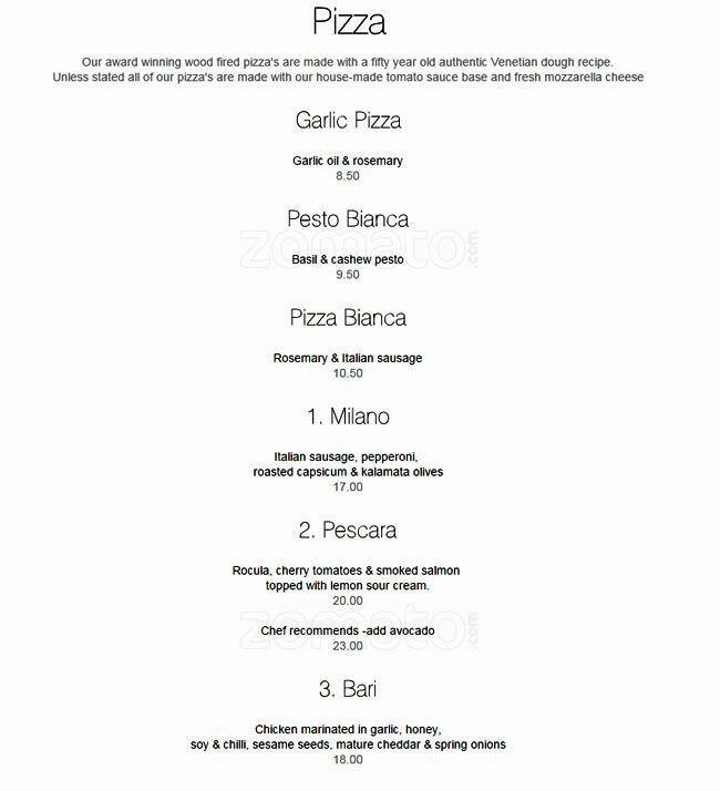 Menu at Raktacino restaurant, Salter Point