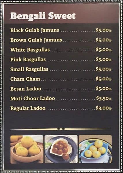 Menu at Punjab Sweet House desserts, Surrey