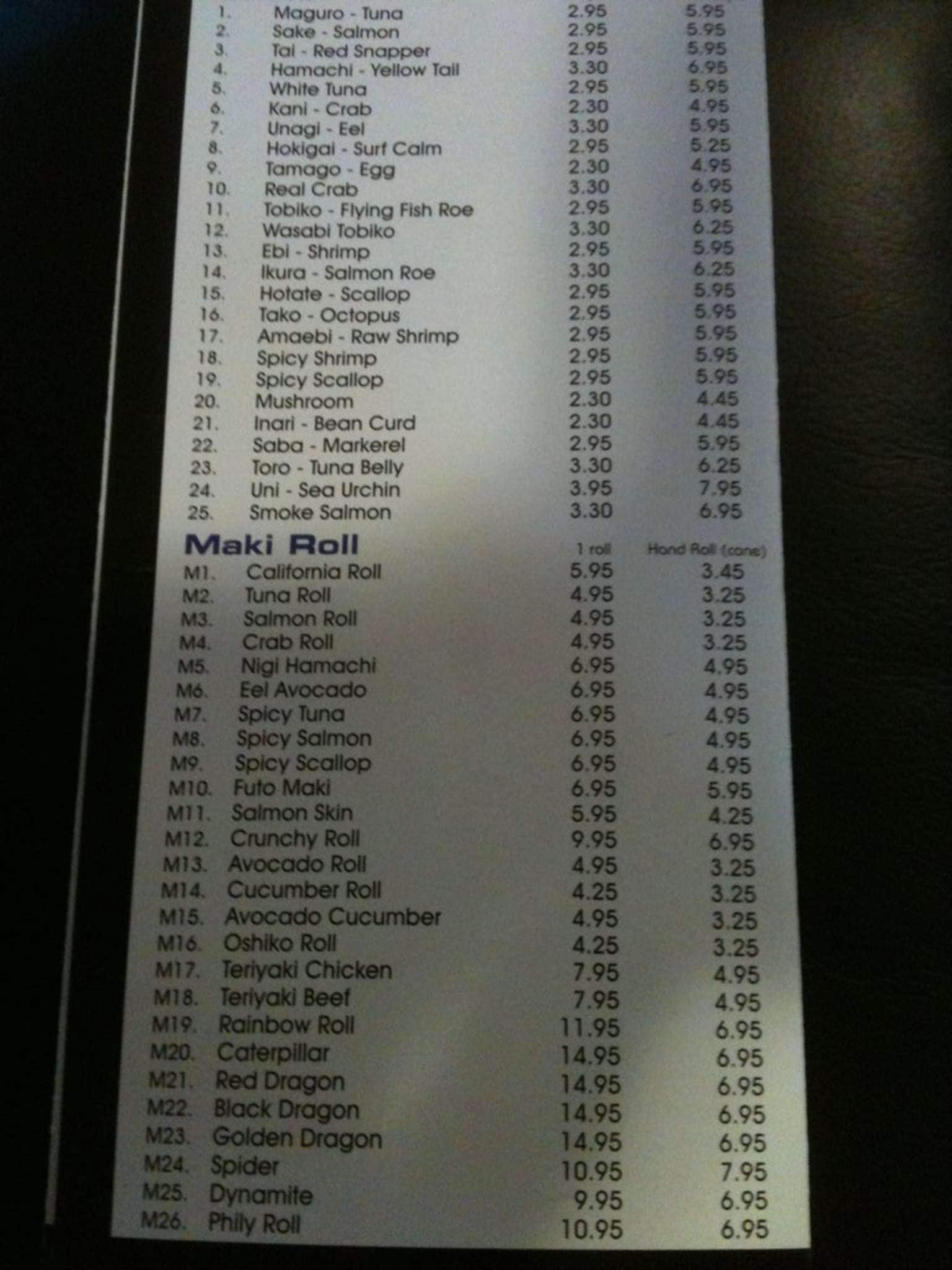 Menu at Spring Moon restaurant, Fort McMurray, 151 Loutit Rd