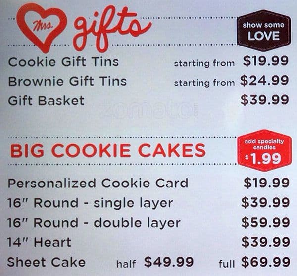 Mrs. Fields Menu, Menu for Mrs. Fields, Orland Park, Chicago ...