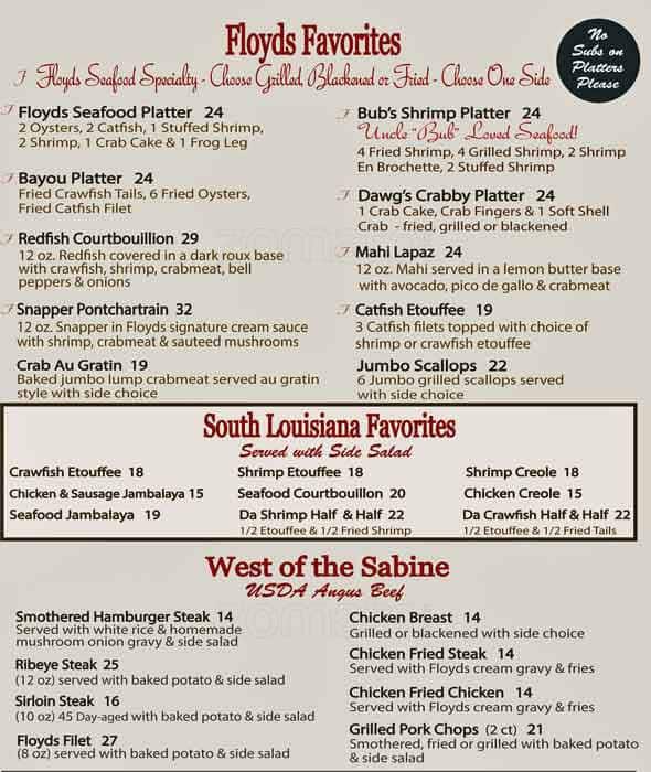 Menu at Floyds Seafood - Sugar Land restaurant, Sugar Land