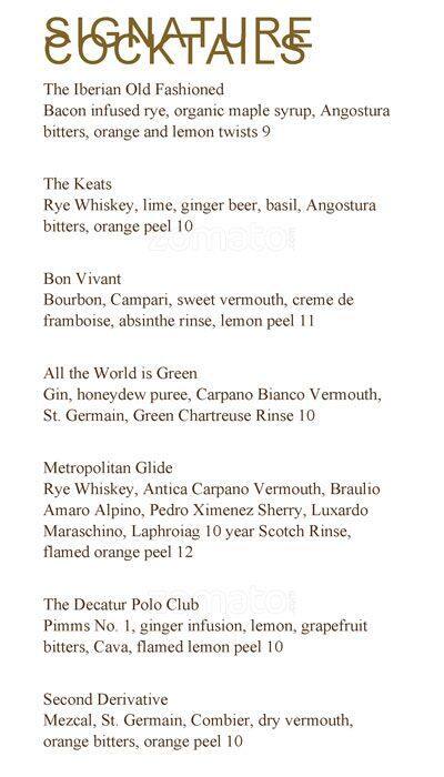 Menu at The Iberian Pig restaurant, Decatur