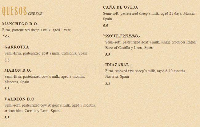 Menu at The Iberian Pig restaurant, Decatur