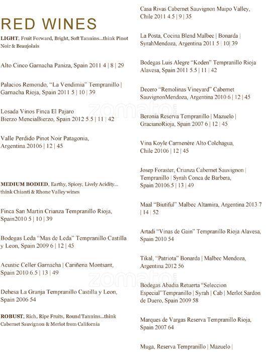 Menu at The Iberian Pig restaurant, Decatur