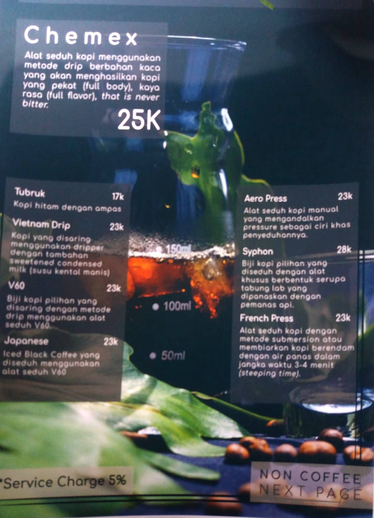 Menu at 150 Coffee & Garden cafe, Bandung