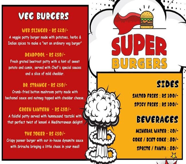 Menu of Super Burgers, Baner, Pune