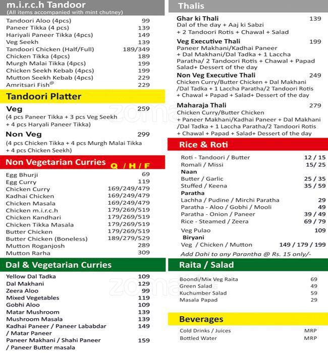 Menu at MIRCH - My Indian Rolls and Curry House, Noida, Shop 2 & 6