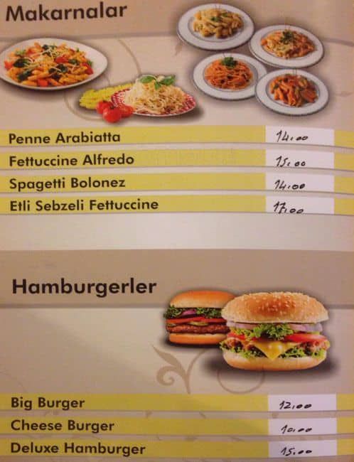 Menu at Tuna Simit Cafe, Ankara, Turan Güneş Blv.