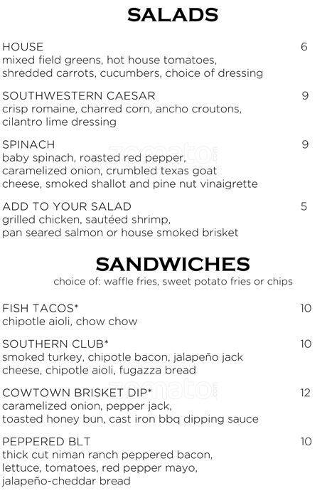 Menu at Whiskey & Rye pub & bar, Fort Worth