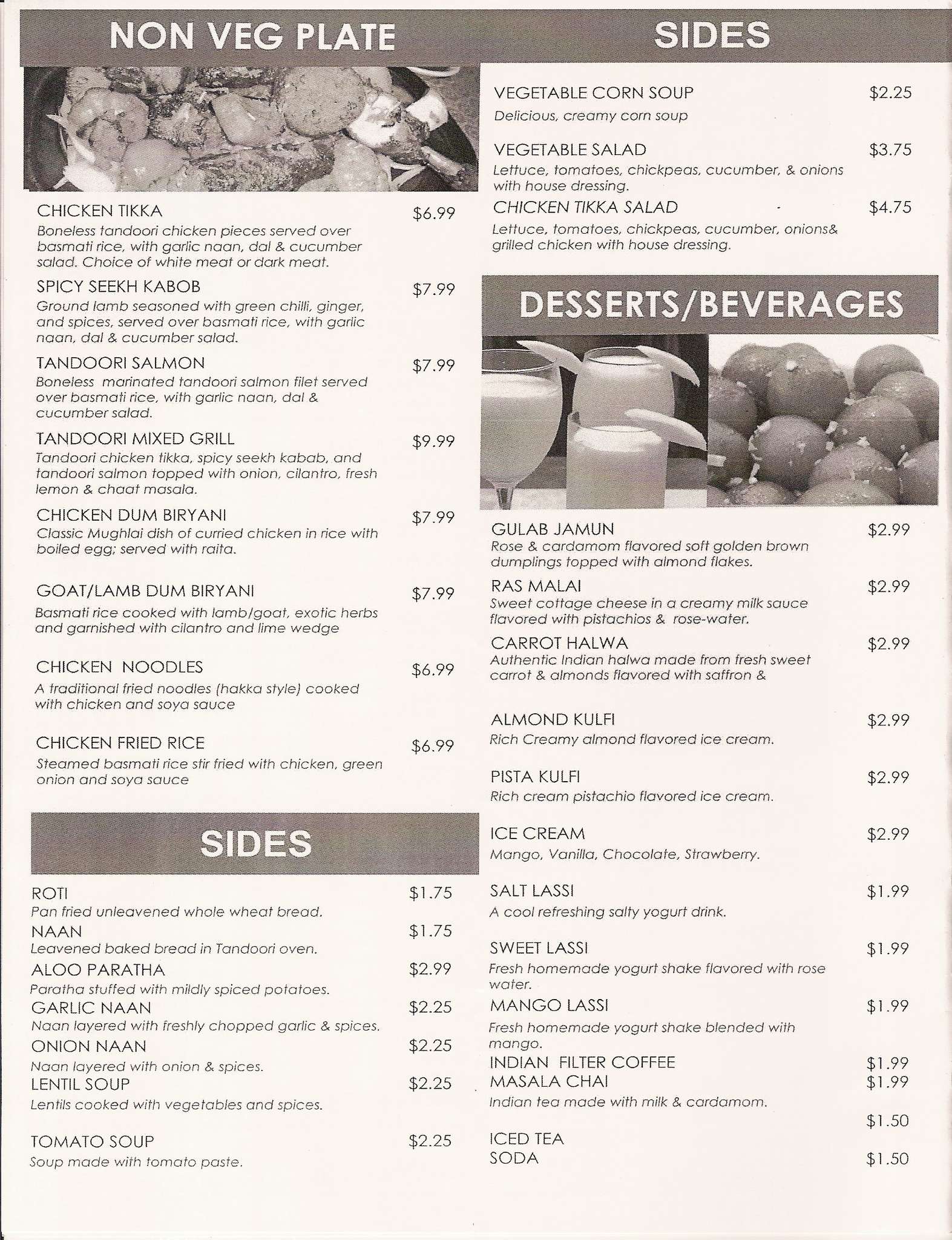 Menu at Cafe Delhi, Carnegie