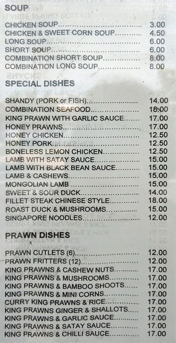 Menu at Gum Sing Restaurant, Wynnum