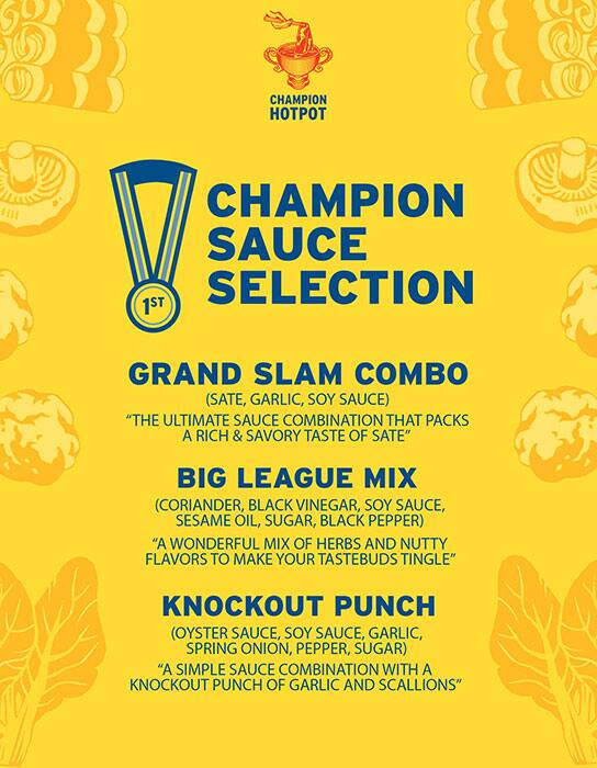 Menu at Champion Hotpot restaurant, San Juan