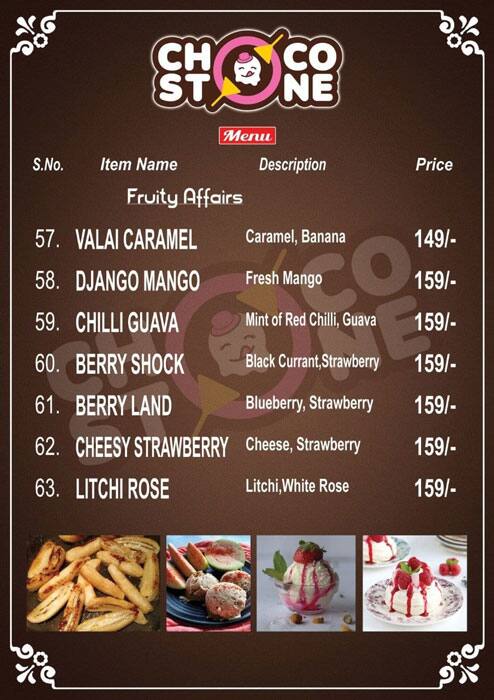 Menu at Choco Stone Ice Creams, Sangareddy