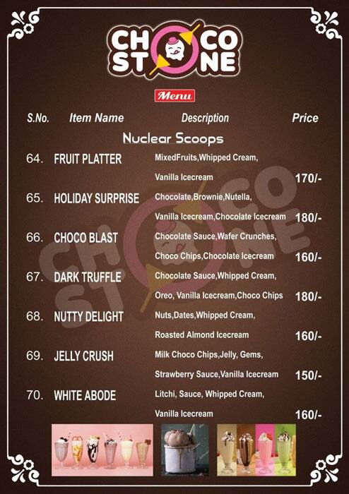 Menu at Choco Stone Ice Creams, Sangareddy