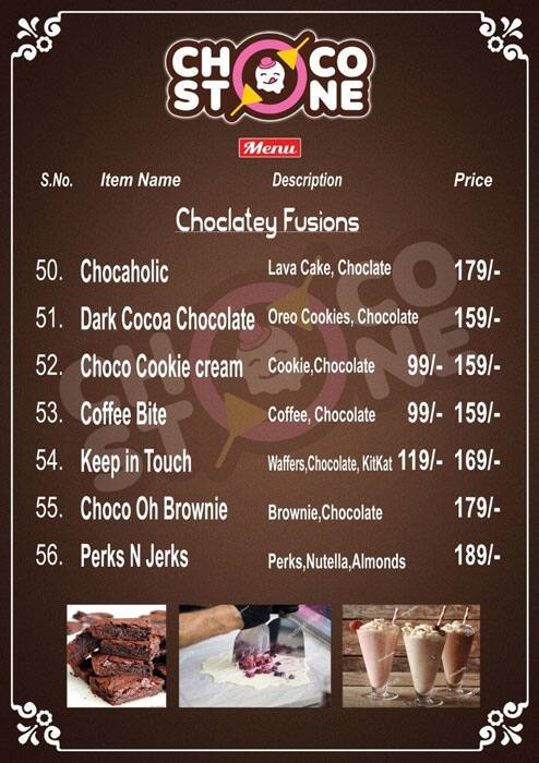 Menu at Choco Stone Ice Creams, Sangareddy