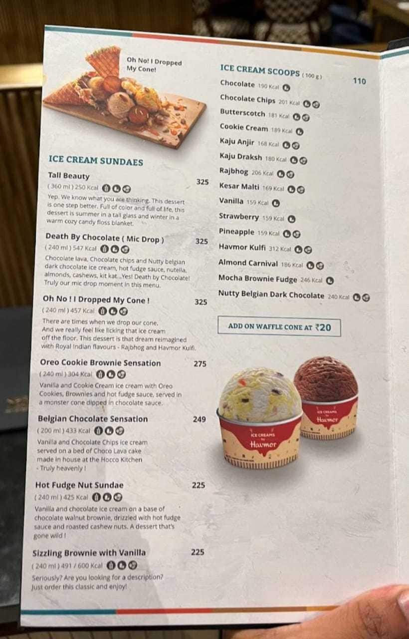 Menu of Hocco Ice Creams, C G Road, Ahmedabad
