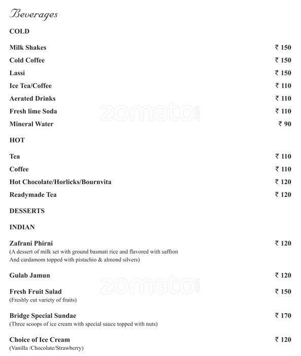 Menu at Illusion Bar - Clarks Inn, New Delhi