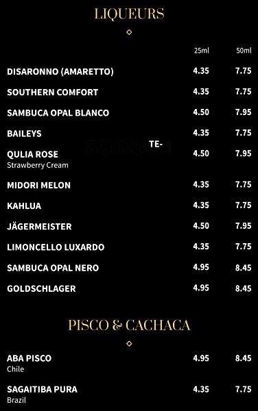 Menu at Neo Barbican, London, 14-17 Carthusian St
