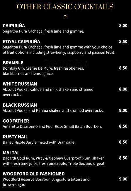 Menu at Neo Barbican, London, 14-17 Carthusian St