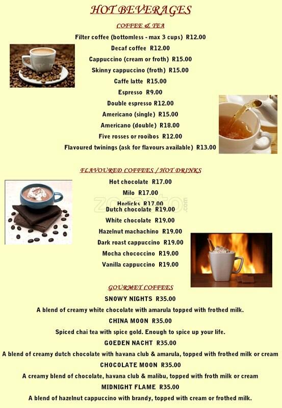 Menu at Porterhouse restaurant, Roodepoort