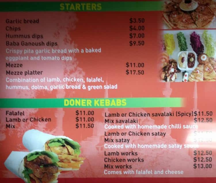 Menu at One Little Turkish Cafe & Kebab, Auckland