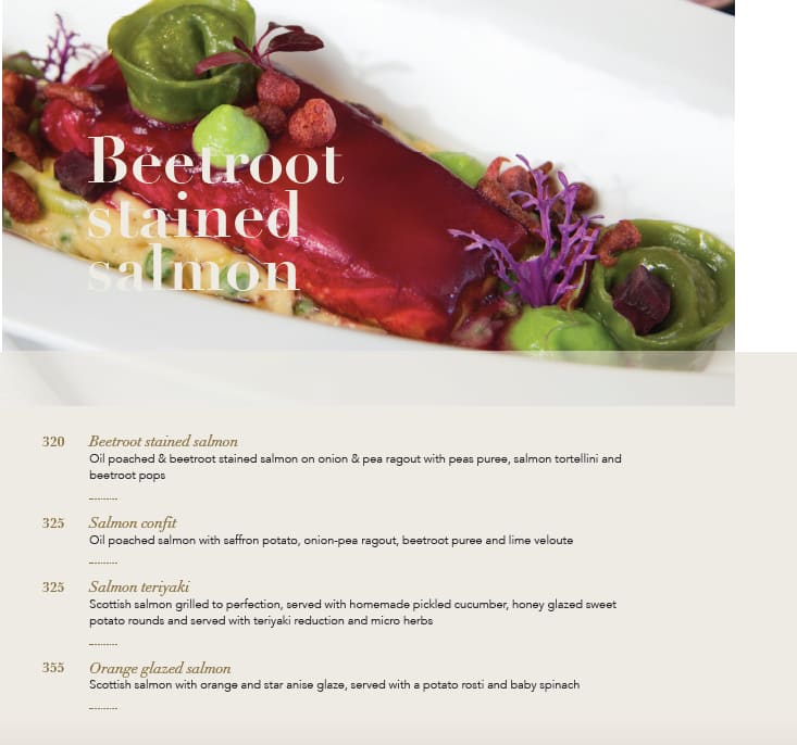 Menu at Signature restaurant, Pretoria