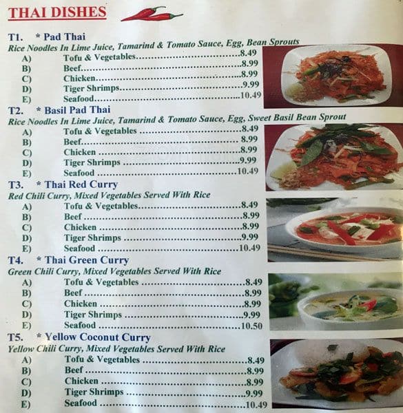 Menu au Pho Saigon Bangkok Restaurant, Toronto