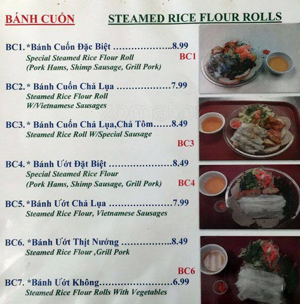 Menu at Pho Saigon Bangkok Restaurant, Toronto
