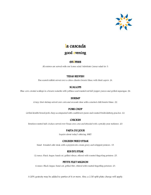La Cascada Menu, Menu for La Cascada, Boerne, Boerne - Urbanspoon/Zomato